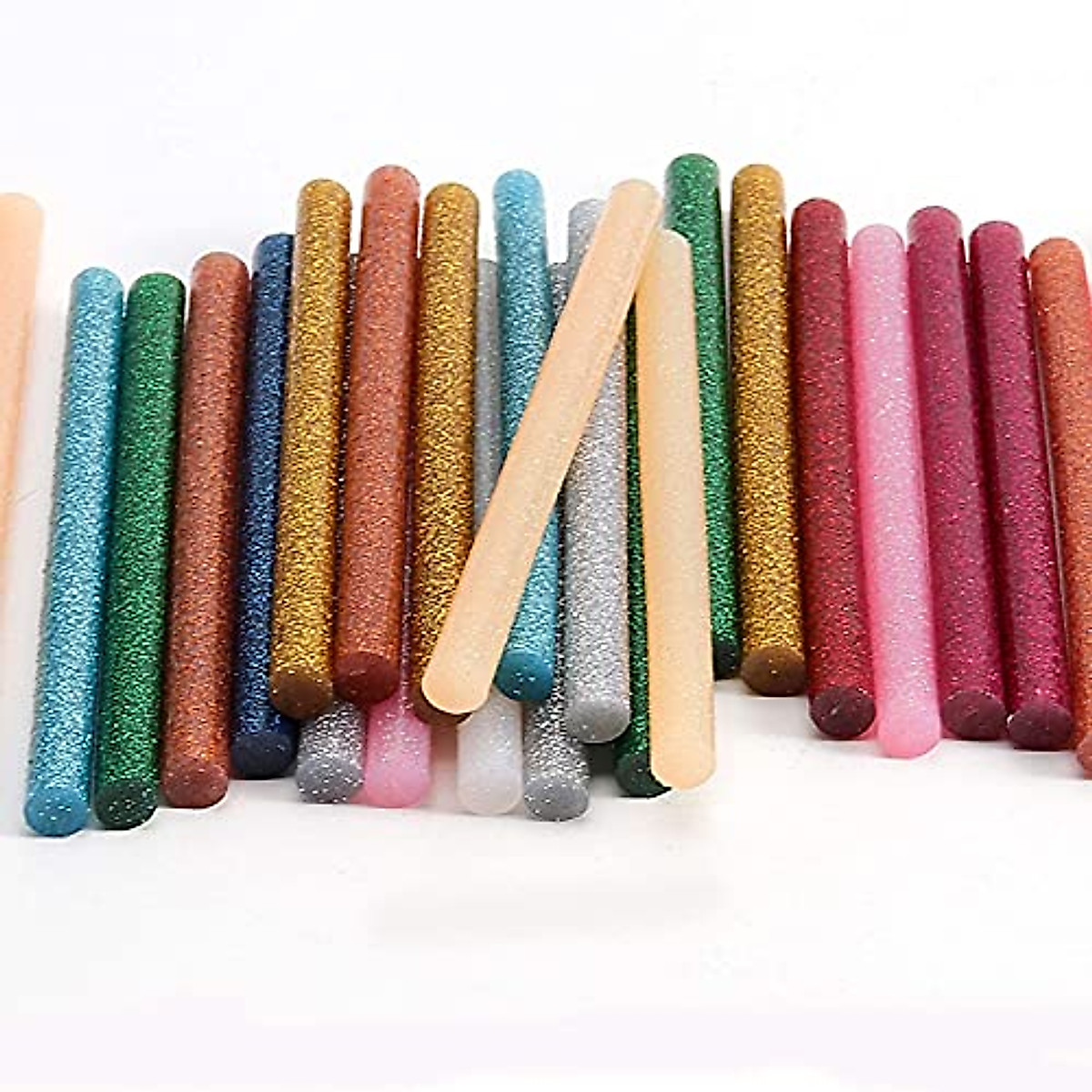 ZOENHOU 308 PCS Colored Glitter Hot Glue Sticks, 14 Colors Melt Adhesive Glue Sticks, Mini Glue Sticks for DIY Art Craft General Repairs Gluing Projects, 4 x 5/16 Inch