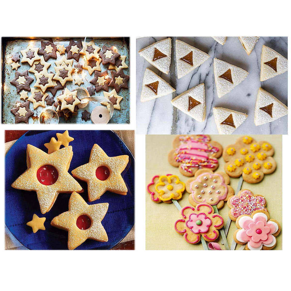 Mini Cookie Cutter Shapes Set - 30 Small Molds to Cut Out Pastry Dough, Pie Crust & Fruit - Tiny Stainless Steel Metal Stamps Star Flower Round Heart Square Triangle Oval Raindrop Geometric Shapes