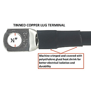 300 Amp Welding Ground Clamp Lead Assembly - Terminal Lug Connector - #1 AWG cable (15 FEET)