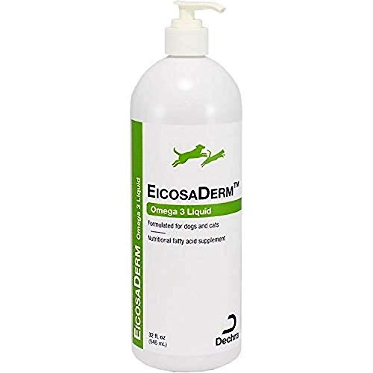 Dechra EicosaDerm Omega 3 Liquid for Dogs & Cats (32oz) - Nutritional Fatty Acid Supplement (1810056)
