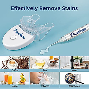 Teeth Whitening Kit with LED Light, 10X Teeth Whitening Gels, 2X Silicone Mouth Trays, Whiten Effectively in 15 Minutes Without Sensitivity, 1-9 Shades Whiter in 1-2 Weeks, 2-3X Faster Than Strips