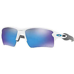 Oakley Men's OO9188 Flak 2.0 XL Rectangular Sunglasses, Polished White/Prizm Sapphire, 59 mm