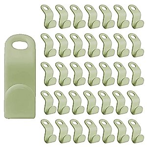 QWDLID 40 Pieces Clothes Hanger Connector Hook Cascading Clothes Hooks Multi-Layer Organizer Heavy Duty Hanging Clips for Cabinets, Clothes Storage, Coat, Bag, Belts (Green)