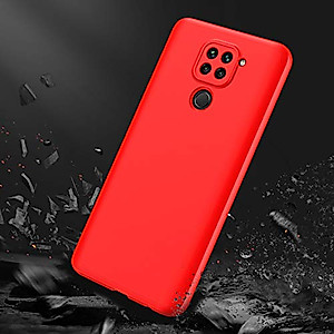 Asdsinfor Compatible with Xiaomi Redmi Note 9 Case 3 in 1 360 Degree Full Body Case Premium Slim Hard PC Plastic Anti-Scratch Bumper Compatible with Xiaomi Redmi 10X 4G 3 in 1 Red AD