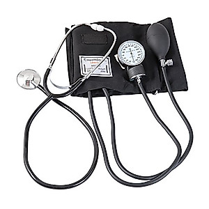 MABIS Professional Aneroid Sphygmomanometer Blood Pressure Gauge, Stethoscope and Blood Pressure Cuff, With Carrying Case, Adult Large Cuff, Black