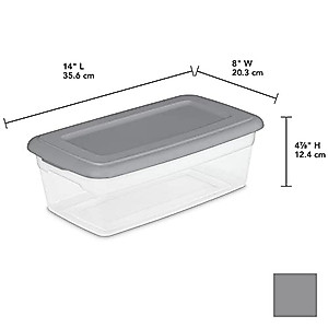 40 Pack 6 Qt. Plastic Shoes Storage With Durable Lid, Stackable and Nestable Snap Lid BPA-Free Plastic Storage Box Organizing Container With Gray Lid.