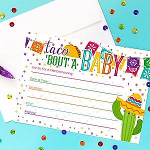DISTINCTIVS Taco 'Bout a Baby Fiesta Baby Shower Party Invitations - 10 Cards with Envelopes