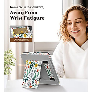 MoKo Case for 6.8" Kindle Paperwhite (11th Generation-2021) and Kindle Paperwhite Signature Edition, Slim PU Shell Cover Case with Auto-Wake/Sleep for Kindle Paperwhite 2021, Flowers