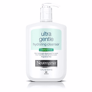 Neutrogena Ultra Gentle Hydrating Daily Facial Cleanser for Sensitive Skin, Oil-Free, Soap-Free, Hypoallergenic & Non-Comedogenic Creamy Face Wash,12 fl. oz (Pack of 3)