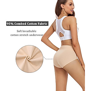 wirarpa Women's Cotton Postpartum Underwear High Waisted Ladies Panties Full Coverage Briefs 4 Pack Assorted Medium