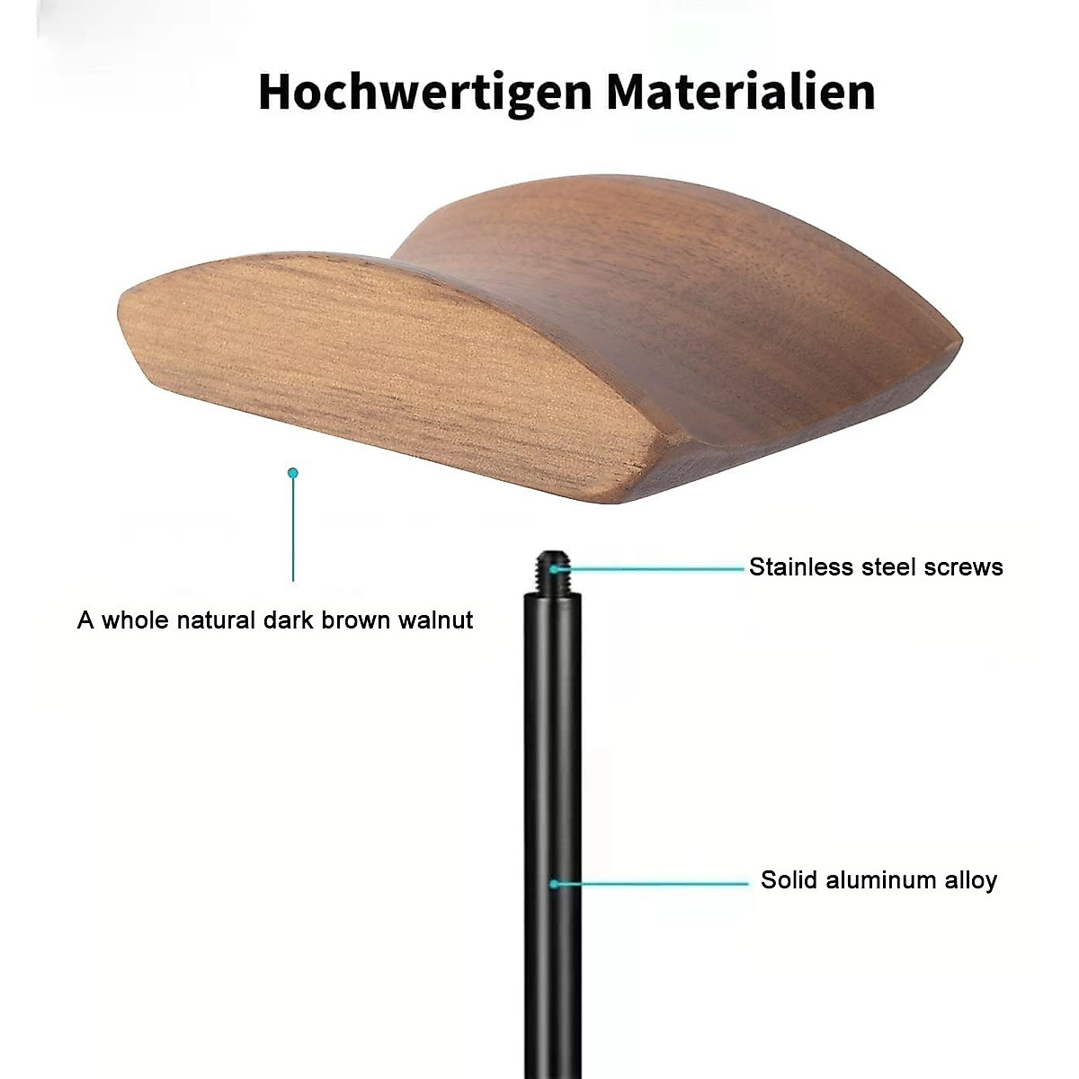 Jcurycke Headphone Stand Headset Holder with Walnut Wood Headrest,Gaming Headset Stand Earphone Stand with Solid Heavy Base for All Headphone Sizes