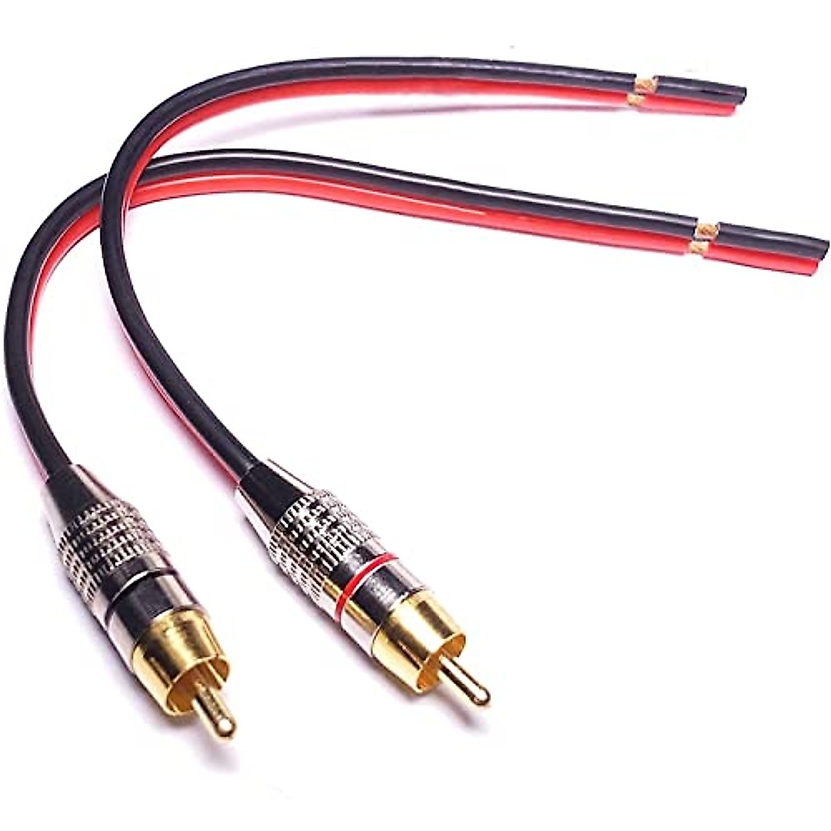 RCA Connector to Speaker Wire Adapter, Csk 2PCS Speaker Cable Bare Wire to RCA Male Plug Adapter Audio Open End for Amplifiers Speaker(3ft)