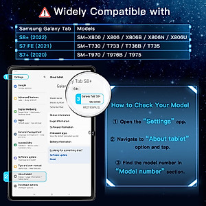 JETech Screen Protector for Samsung Galaxy Tab S8 Plus 2022 / Tab S7 FE 2021 / Tab S7 Plus 2020 12.4-Inch with Easy Installation Frame, Tempered Glass Film, HD Clear, 2-Pack