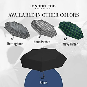 London Fog Rain Umbrella, Automatic Folding Umbrella, Windproof, Lightweight and Packable for Travel, Full 42 Inch Arc, Black