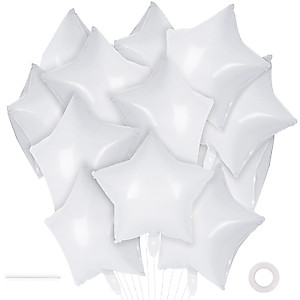 20 Pcs Star Balloons,18 Inch White Star Foil Balloons,Star Shaped Balloons Mylar Balloons Helium Balloons for Birthday Party Anniversary Wedding Baby Shower Decorations (White)