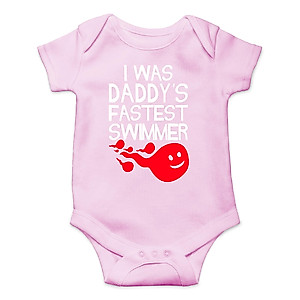 CBTwear I Was Daddy's Fastest Swimmer - Soon to Be Mom and Dad - Cute Infant One-Piece Baby Bodysuit (12 Months, Pink)