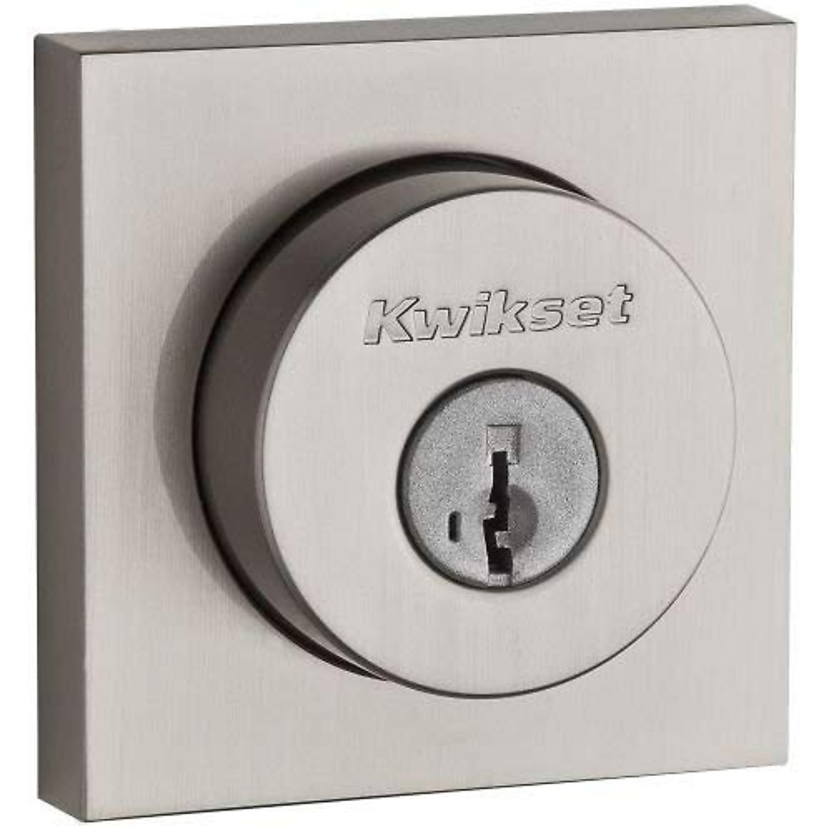 Kwikset 158 Square Single Cylinder Deadbolt featuring SmartKey, Satin Nickel