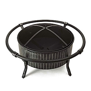 Amazon Basics Round Fire Pit - 39-Inch, Brushed Pewter