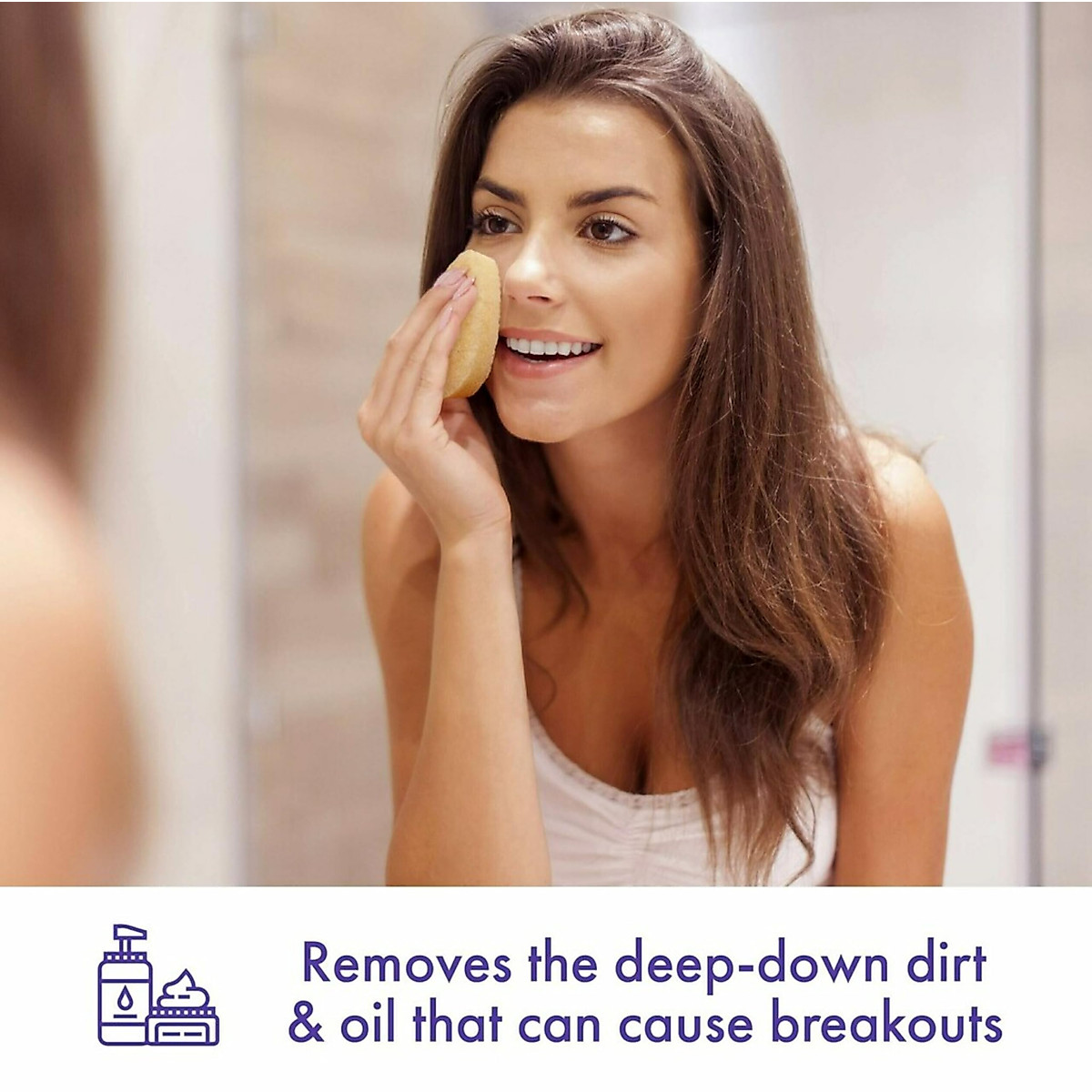 Buf-Puf Gentle Facial Sponge, Dermatologist Developed, Removes Deep Down Dirt & Makeup That Causes Breakouts and Blackheads, Reusable, Exfoliating, 2 Count