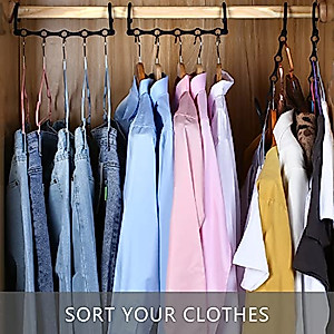 Lidermic Space Saving Hanger Smart Magic Hanger Closet Organizers and Storage Clothes Hanger Multi Hanger Sturdy Plastic Space Saver for Home, Dorms, Bedroom, Apartments (Black, 10)