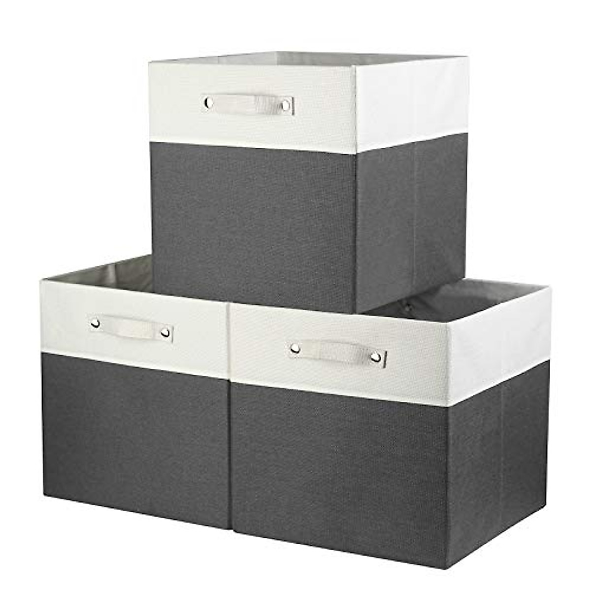 Awekris Foldable Storage Bin Basket Set [3-Pack] Cube Bins Fabric Storage Basket [3-Pack] 13x13x13 inch Collapsible Storage Box Organizer with Handles for Cubby Shelf Nursery Home Closet Large