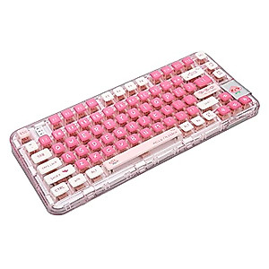 Dilwe Pink Wireless Mechanical Gaming Keyboard, 80 Keys 3 Modes RGB Backlight Hot Swappable Keyboard, Wireless, BT, USB C Ergonomic Keyboard, 3750mAh Battery for Gifts