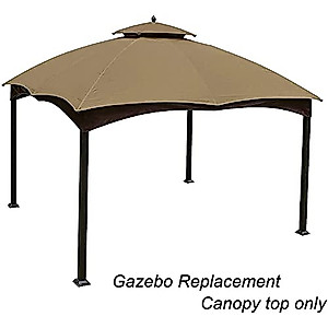 Eurmax USA High Performance Replacement Canopy Top for Lowe's Allen Roth Heavy Duty Gazebo Roof Gazebo Top with Air Vent 10X12 Gazebo Cover #GF-12S004B-1, Replacement Top Only (Khaki)