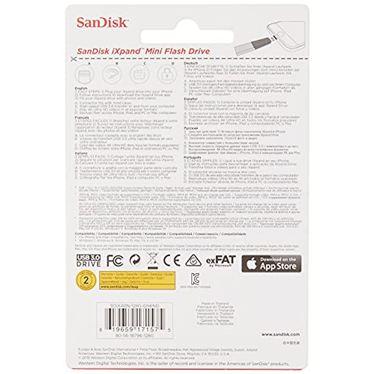 SanDisk 128GB USB 3.0 iXpand Mini Flash Drive with Lightning Connector for iPhones, iPads & Computers (SDIX40N-128G) Blue