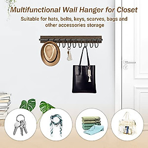 Mkono Hat Rack for Wall Wooden Baseball Caps Organizer with 20 Hooks Rustic Cowboy Hat Hanger Wall Mounted Hats Display Rack for Closet Bedroom Entryway, Set of 2, Brown