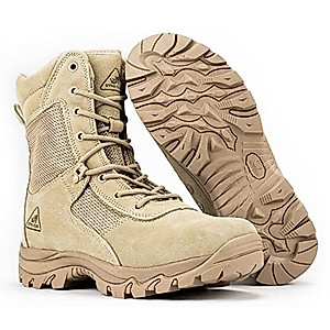 Ryno Gear Tactical Combat Boots with CoolMax Lining (Beige) (8, 12)