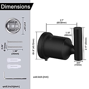 WOWOW Bathroom Towel Hook Black 304 Stainless Steel Towel Hook for Bathroom Coat Robe Clothes Hook Wall Mounted Modern Hand Towel Hook 2 Pack