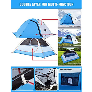 AYAMAYA 4 Season Backpacking Tent 2 Person Camping Tent Ultralight Waterproof All Weather Double Layer Two Doors Easy Setup 1 2 People Man Tents for Backpacker Outdoor Hiking Survival