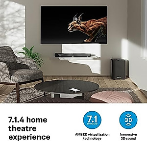 Sennheiser AMBEO Soundbar Mini - Immersive 3D Audio for TV, Movies, and Music - Compact Device with Powerful Adaptive Features, Multiple Connectivity and Intuitive Usage