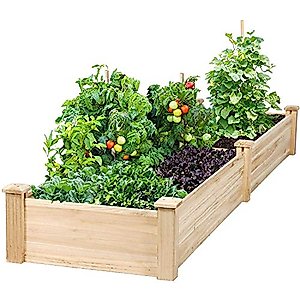 Incbruce 96x25x10 in Wooden Raised Garden Bed Planter, No-Bolt Assembly Elevated Flower Bed Boxes Kit for Vegetable Flower Herb Gardening, Natural