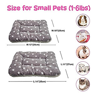 RIOUSSI Bunny Bed, Guinea Pig Warm Bed for Small Animals Rabbits Chinchillas Hedgehogs Baby Cats Ferrets.12 X10, 2Pack,LightGray