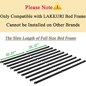 LAKKURI Metal Slats for Full Bed Frame, Full Bed Frame Slats Replacement for Extra Mattress Support, Easy Assembly, Enhance Support, Black