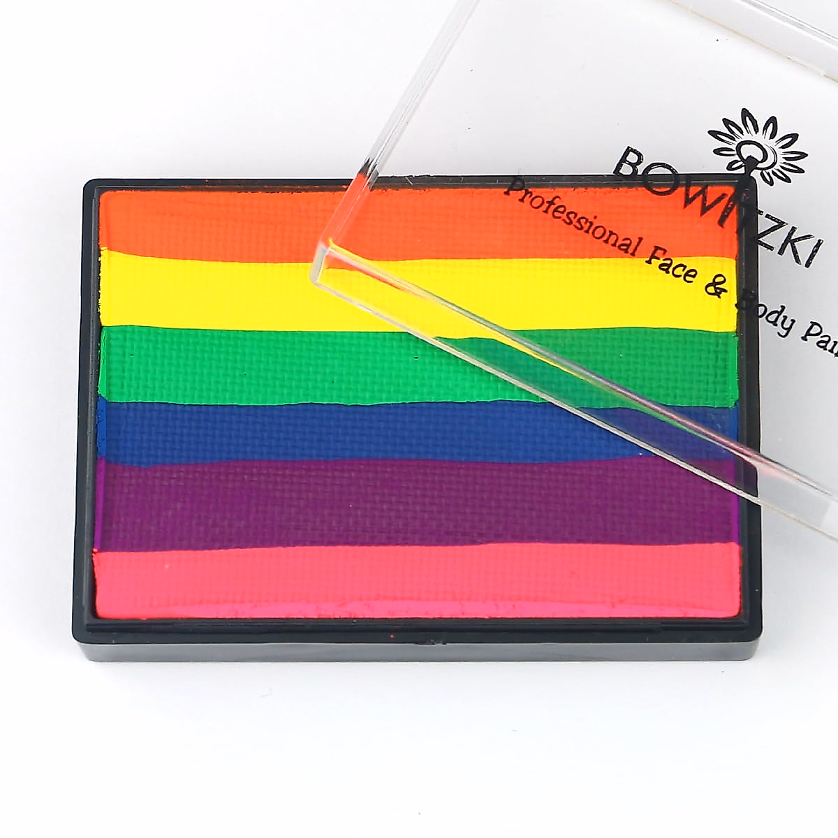 Bowitzki Face and Body Paint Split Cake 50g Body Painting Water Based Eyeliner Graphic Hydra Liner Makeup Glow Fluorescent Color Neon for Halloween Christmas Party Pride - UV Rainbow (UV rainbow)