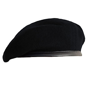 Gajaous British Military Berets for Men and Women,Wool and Leather Beret Hats,Multiple Colours Army Beret (Black,Red,Green,Navy Blue,Dark Green,Wine Red)