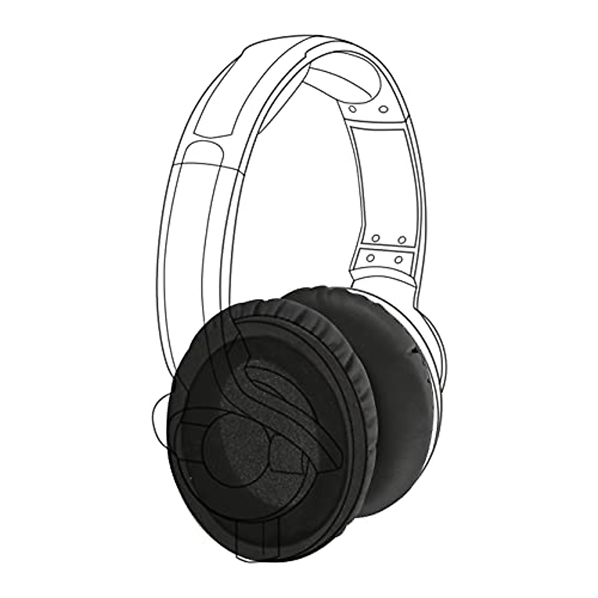 Earpadz Replacement for KRK KNS6400 Headphones Ear Pads, Protein Leather Headphone Cushions (Midnight, Black, 1 Pair)