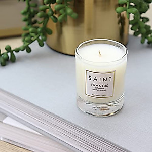 SAINT Francis of Assisi Scented Votive Candle with Prayer, Prayer Coin, and Holy Oil, Saint of Animals, Soy Coconut Aromatherapy Candle with 15 Hour Burn Time