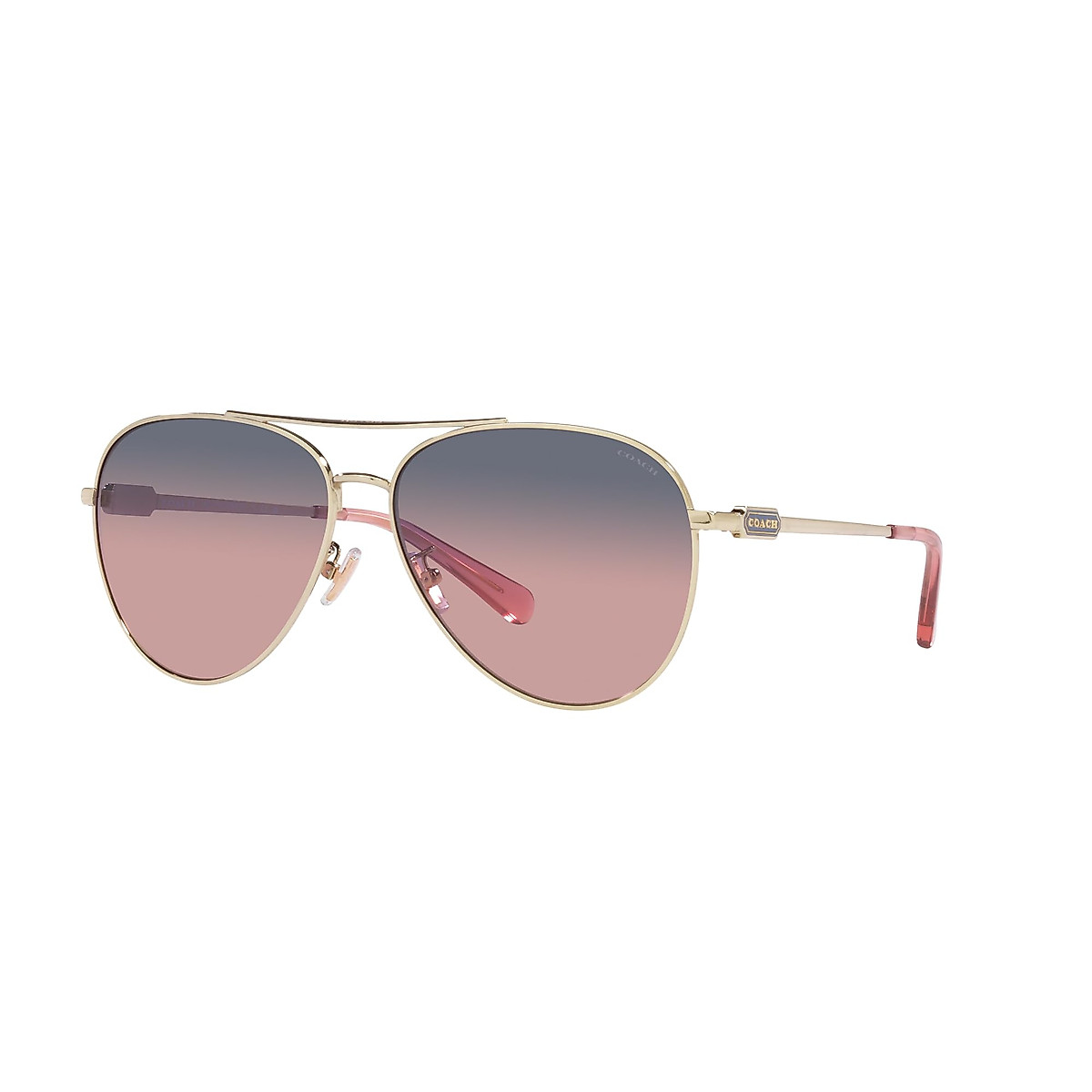 Coach HC7140 Sunglasses, Shiny Light Gold/Plum Purple Scarlet Gradient, 61 mm