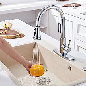 Kitchen Faucet Spray Head Replacement - Pull Down Faucet Sprayer Head with 9 Adapters, 3-Function Kitchen Sink Faucet Head, Replacement Pull Out Faucet Head Nozzle, Chrome