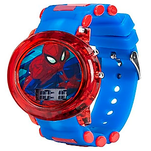 Accutime Kids Marvel Spider-Man Digital Quartz Plastic Watch for Boys & Girls with LCD Display Red/Blue (Model: SPD4464)
