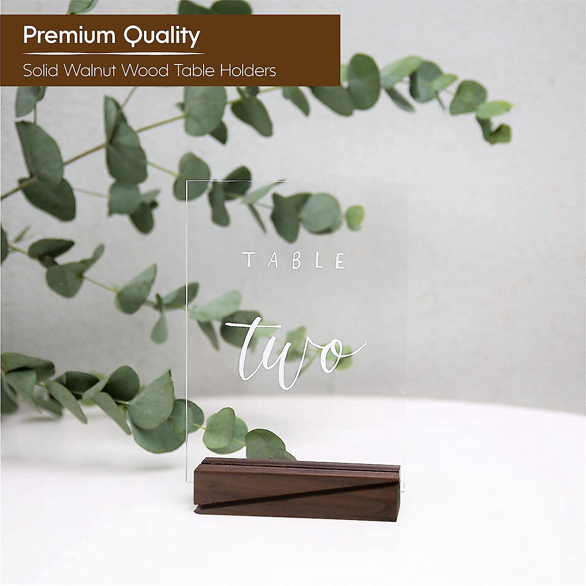Kassey Pro 12 pack, Walnut Wood Table Display Stands for Rustic Acrylic Signs table card holder acrylic numbers place holders cards wedding sign number signs