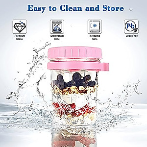 Morandi Overnight Oats Containers with Lids and Spoons 6 Pack, 16 OZ Glass Mason Jars for Overnight Oats Healthy Meal Prep, Oatmeal Container Storage for Cereal Milk Salad Chia Pudding