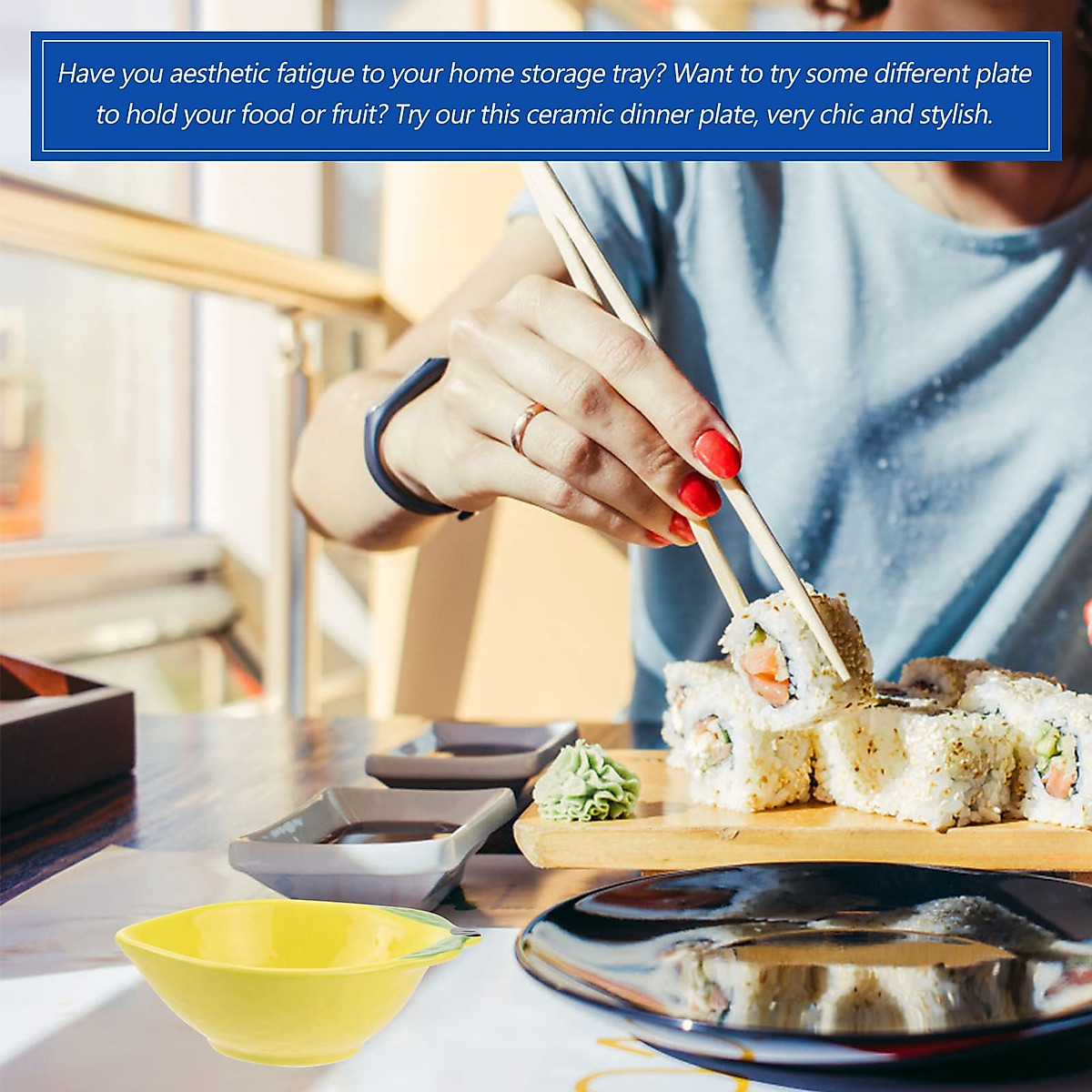 Hemoton 2pcs Ceramic Appetizer Plate Lemon Plate Dessert Plate Salad Pasta Bowls Food Serving Tray Ceramic Dessert Bowl Fruit Dish Food Platter for Snacks Fruit Salad