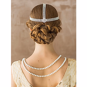 SWEETV Rhinestone 1920s Headpiece Silver - Flapper Headband for Costume Party Gatsby Accessories Decorative Headbands