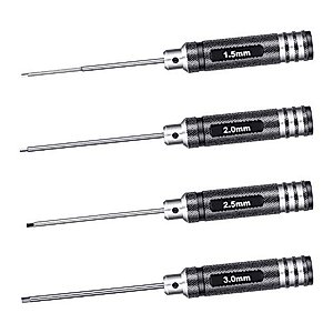 Neewer Lightweight Titanium Nitride Coating Hex Driver Wrench 4 Piece Set, Hex Screw driver Tools Kit Set for RC Helicopter (1.5mm/2mm/2.5mm/3.0mm)