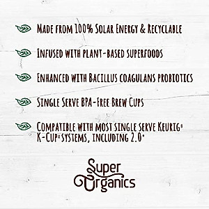 Super Organics Awake Black Tea Pods With Superfoods & Probiotics Keurig K-Cup Compatible Energy, Revitalizing, Refreshing Tea USDA Certified Organic, Vegan, Non-GMO, Natural & Delicious, 10ct