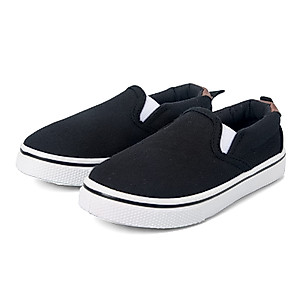 K KomForme Kids Shoes Toddlers Canvas Sneakers Slip on Walking Tennis Shoes for Boys Girls(Toddler/Little Kids/Big Kids) Black